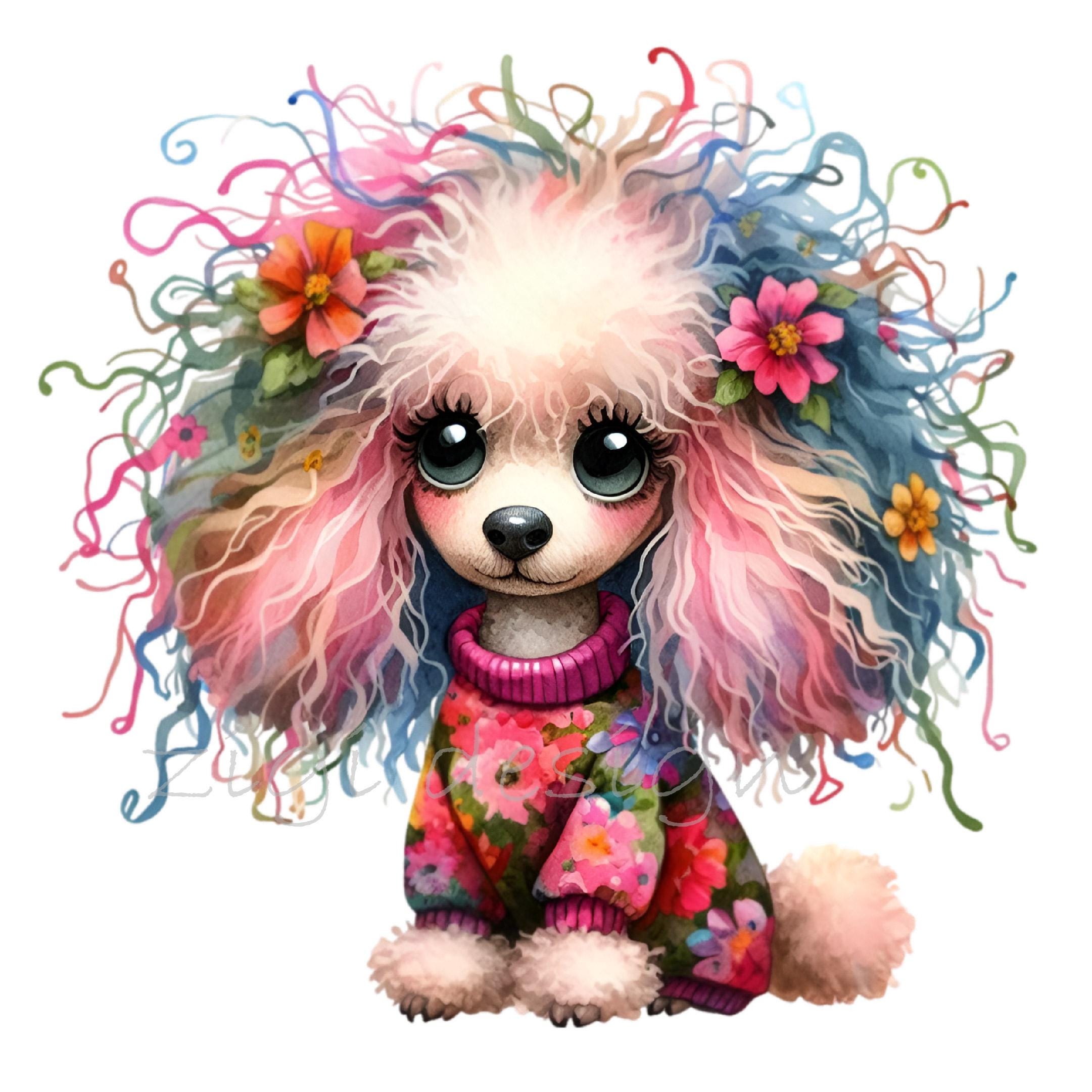 12 PNG Poodle Clipart, Rainbow Dog Illustration, Pet Character Grooming ...
