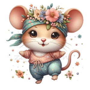 Dance Clipart, Mouse Clip Art, 12 PNG Cute Baby Dancer Mouse Princess ...