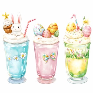 14 PNG Watercolor Easter Milkshake PNG Clipart, Cute Spring Dessert ...