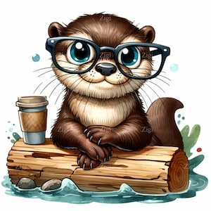 12 PNG Teacher Otter Clipart – Cute Professor Animal PNG With Books for ...