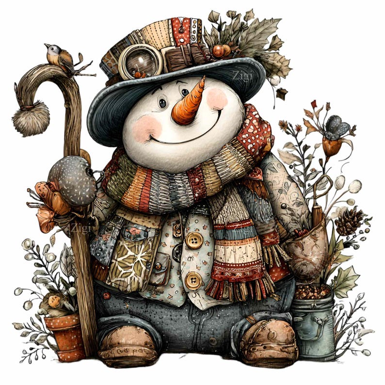 14 PNG Rustic Winter – Snowman PNG Clipart for Holiday Crafts ...
