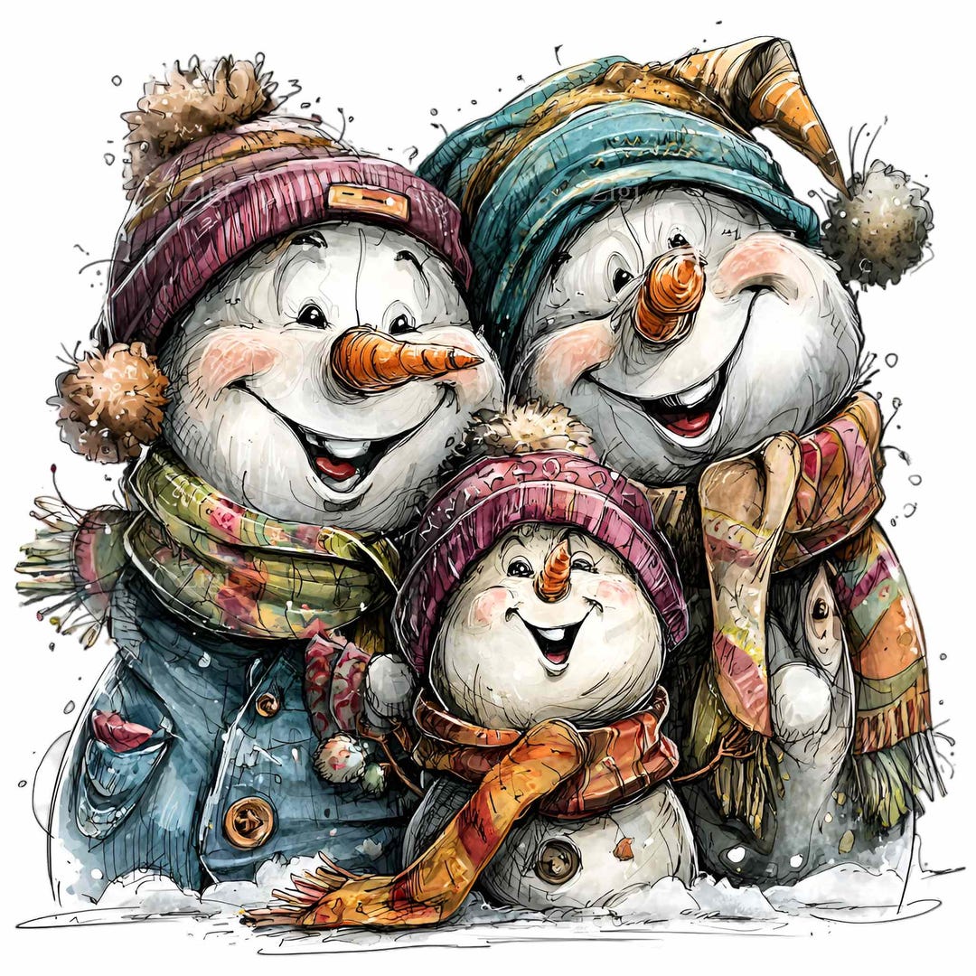 12 PNG Snowman Family Clipart - Happy Winter Snowmen PNG for Christmas ...