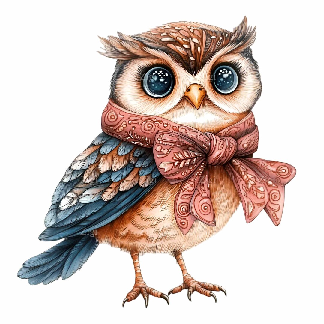 16 PNG Whimsical Owl Clipart - Cute Owl With Bow for Woodland Nursery ...