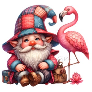 12 PNG Tropical Gnome Clipart - Flamingo PNG Illustration - Summer ...