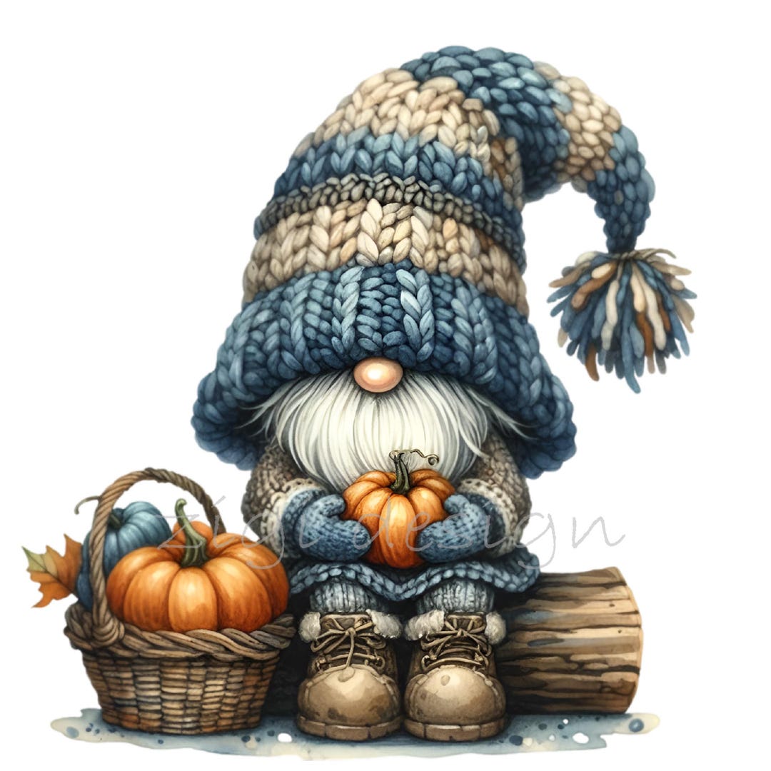Autumn Gnome With Pumpkins Clipart | 15 Cute Fall Gnome Holding Pumpkin ...