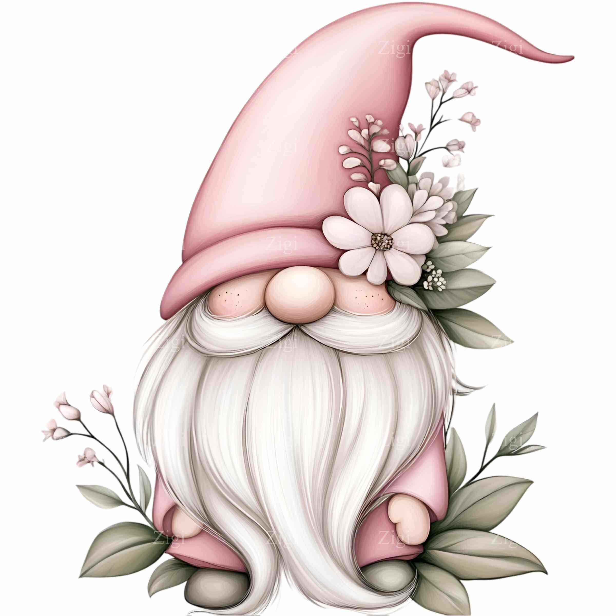 22 PNG Pink Flower Garden Gnome, Floral Spring Clipart, Mother's Day ...
