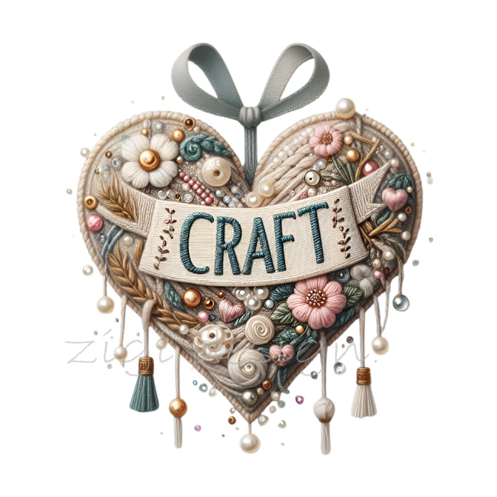 10 PNG Craft Heart Clipart – Sewing Yarn Buttons Illustration for DIY ...