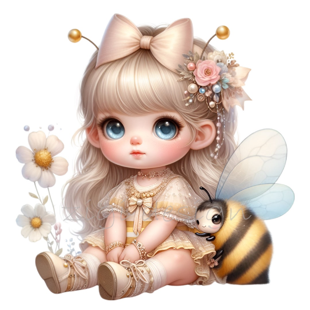 Bumblebee Clipart, Girl Clip Art, 10 PNG Honey Bee, Printable ...