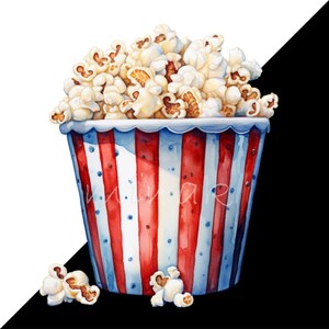 Popcorn Clipart 10 PNG, Watercolor Cinema Movie Clip Art, Printable ...