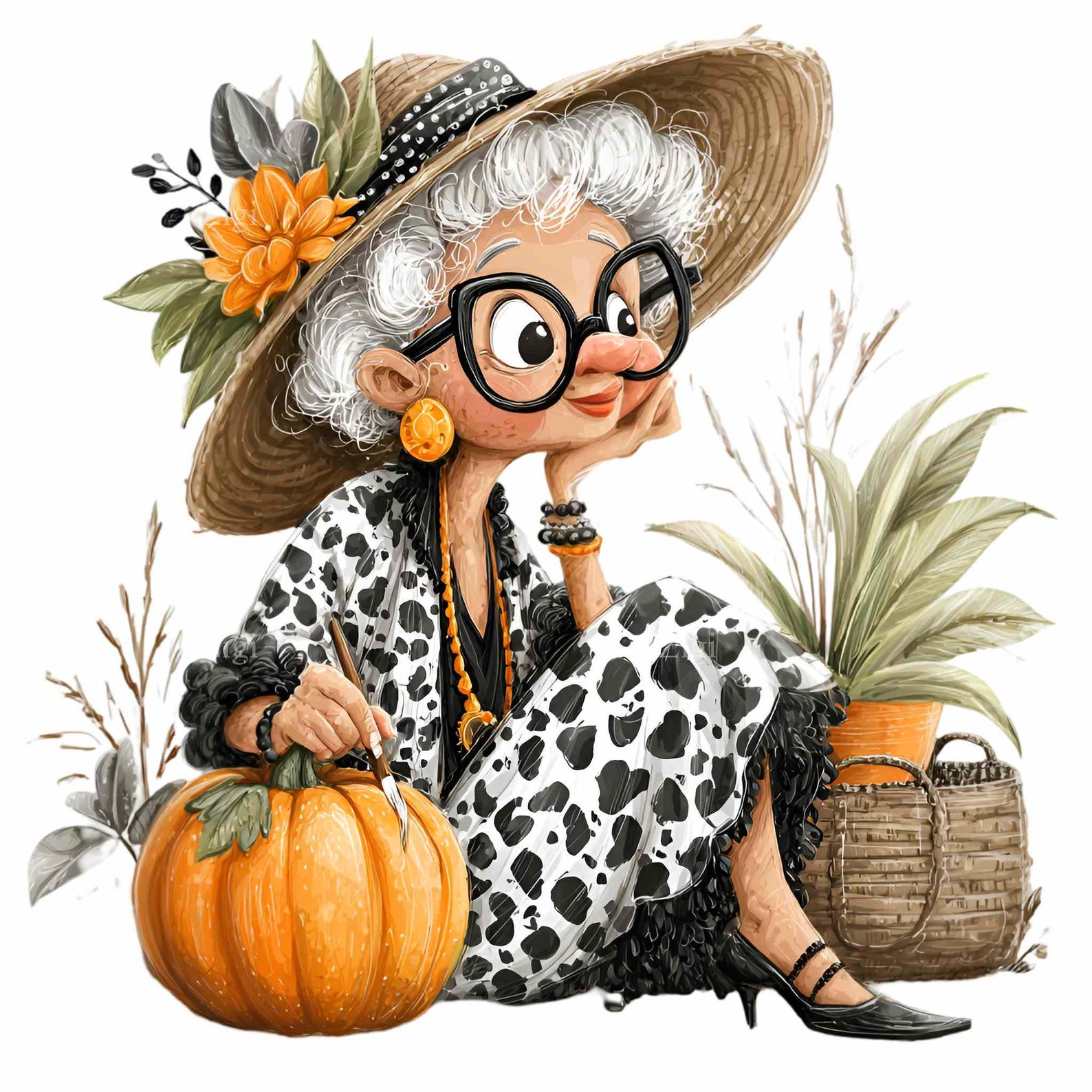 16 PNG Grandma Painting Pumpkin Autumn Craft Sublimation - Etsy
