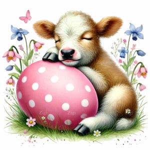 10 Calf PNG With Polka Dot Egg PNG Clipart – Whimsical Spring and ...