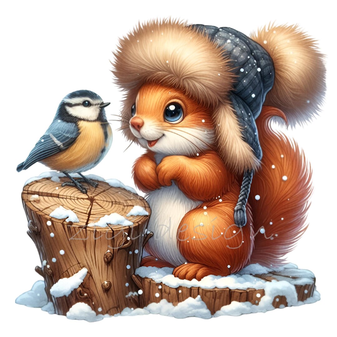 10 PNG Winter Squirrel Clipart – Cute Woodland Animal PNG – Festive ...