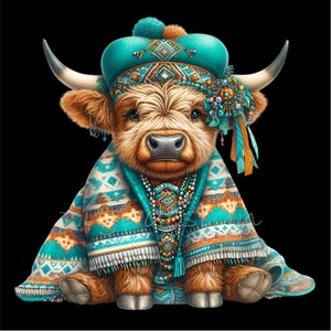 Aztec Clipart, Highland Cow Clip Art, 10 PNG Western Tribal Pattern ...