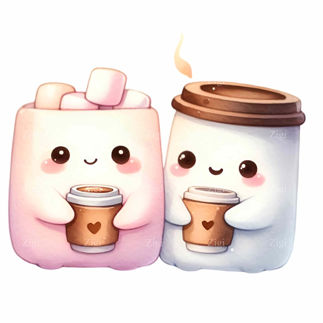 Kawaii Marshmallow Friends PNG Clipart | 12 Cute Marshmallows With ...