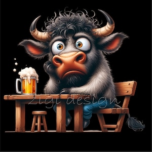 Drunk Cow Clipart, 15 PNG Comics Bull Alcohol Humorous Funny Cartoon ...