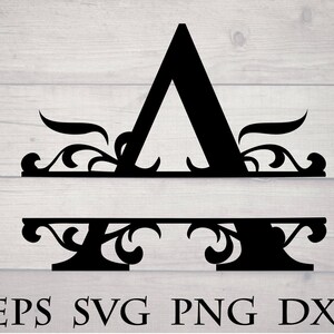 Monogram Split Letter Svg Divided Initial A Svg - Swirl Letter Svg ...