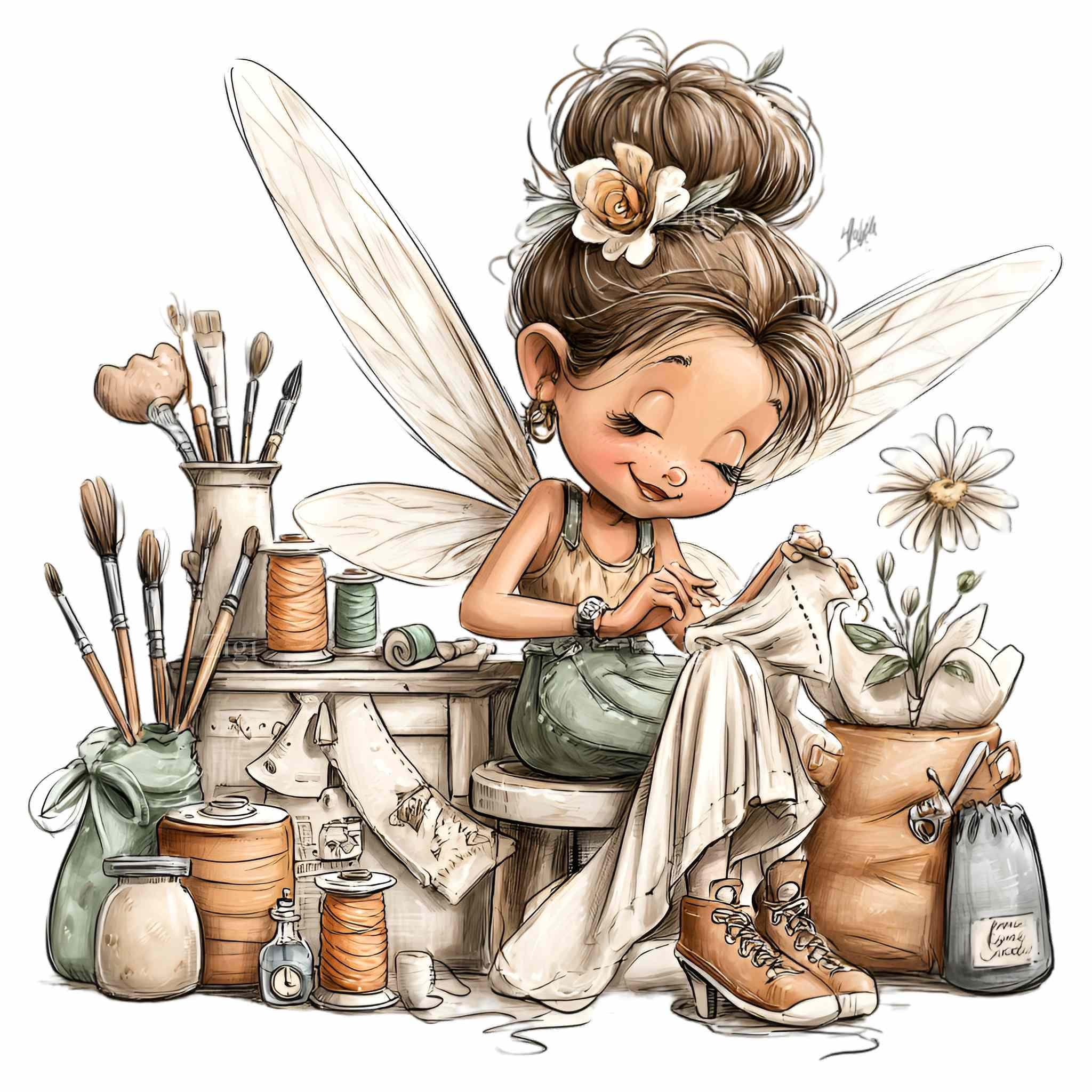 15 PNG Thread Spool Clipart – Sewing Fairy PNG – Cute Craft Art for ...