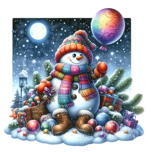 Snowman With Balloons PNG Clipart Bundle 12 High-resolution Digital ...