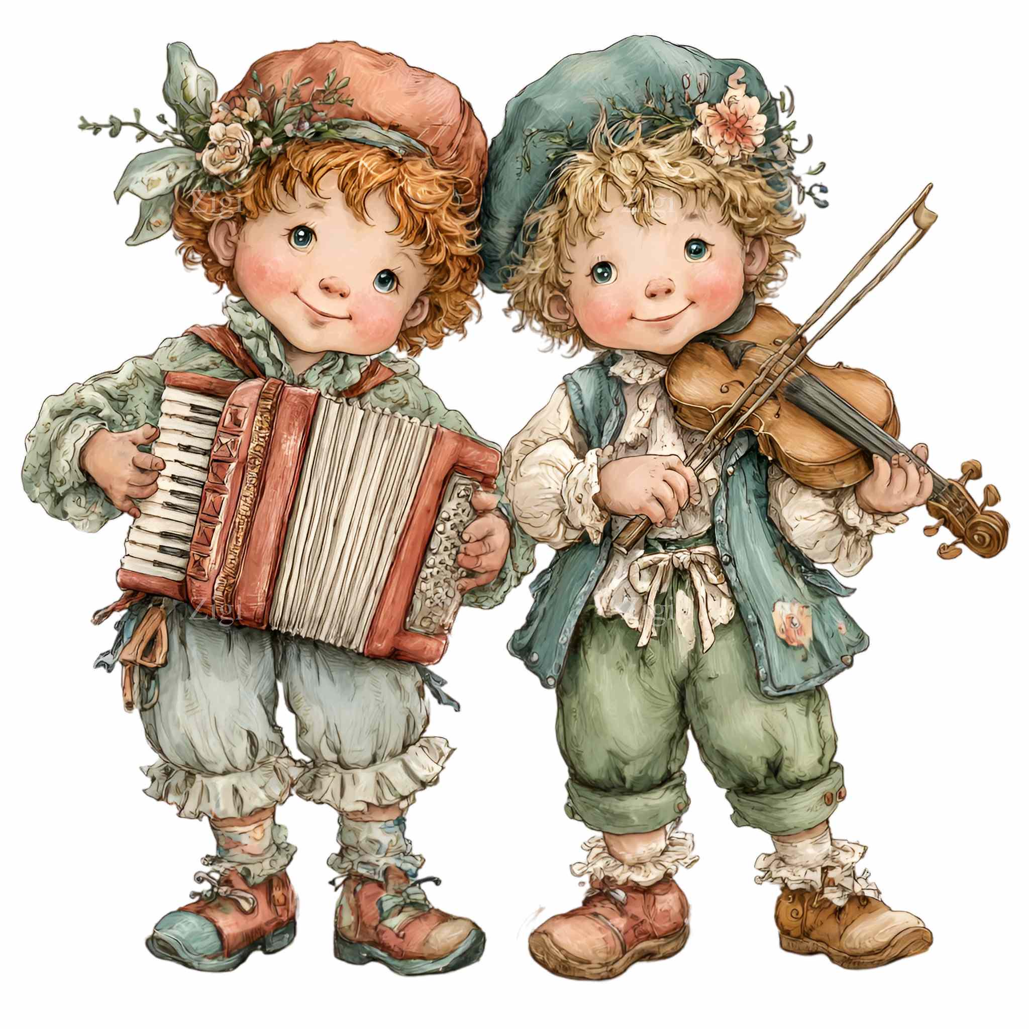 15 PNG Folk Music Kids Clipart – Boy & Girl Musicians PNG – Nursery ...