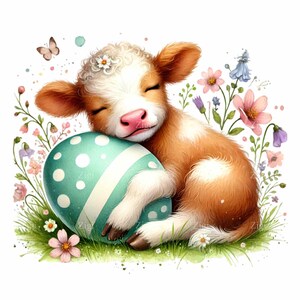 10 Calf PNG With Polka Dot Egg PNG Clipart – Whimsical Spring and ...