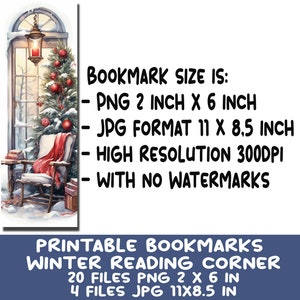 Winter Printable Bookmarks Reading Corner Library PNG - Etsy