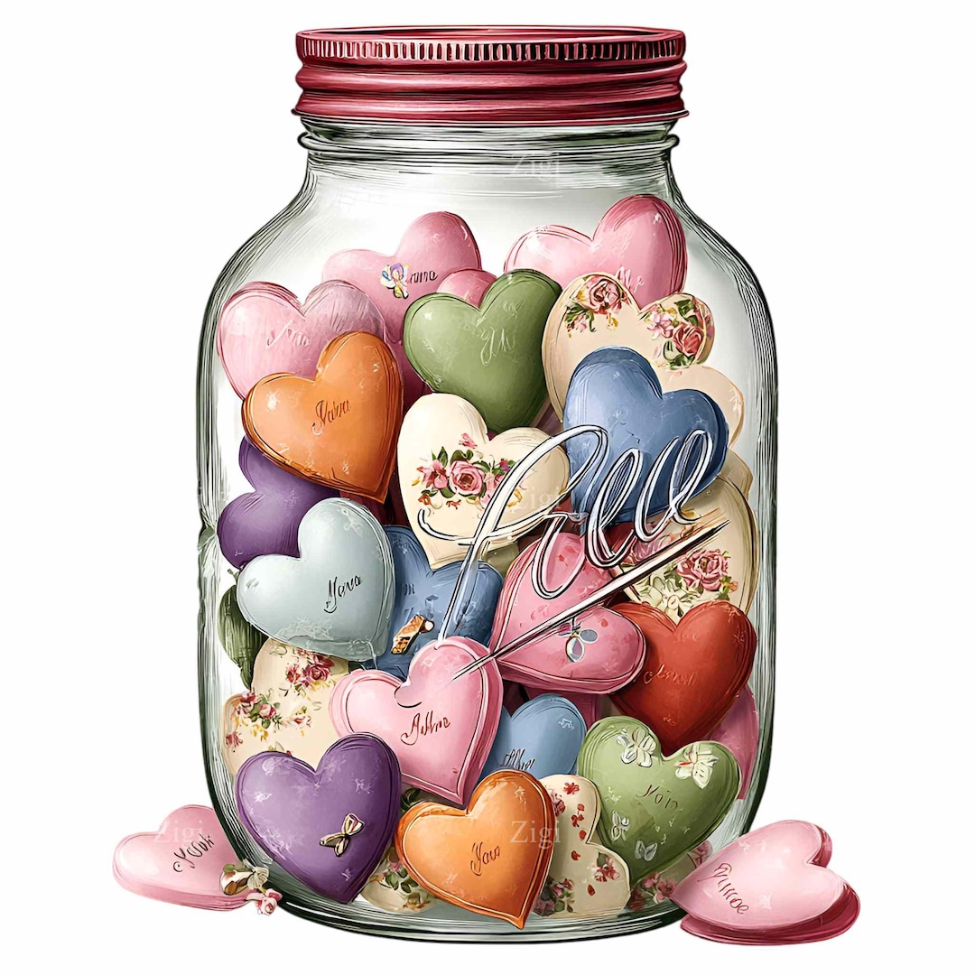 16 PNG Love Heart Jar Clipart – Pastel Candy Hearts Illustration ...