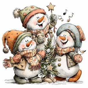 10 PNG Christmas Snowmen Clipart – Cute Winter Holiday PNG – Festive ...