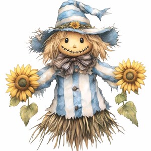 11 PNG Scarecrow Sunflower Fall Harvest Clipart, Autumn Gingham ...