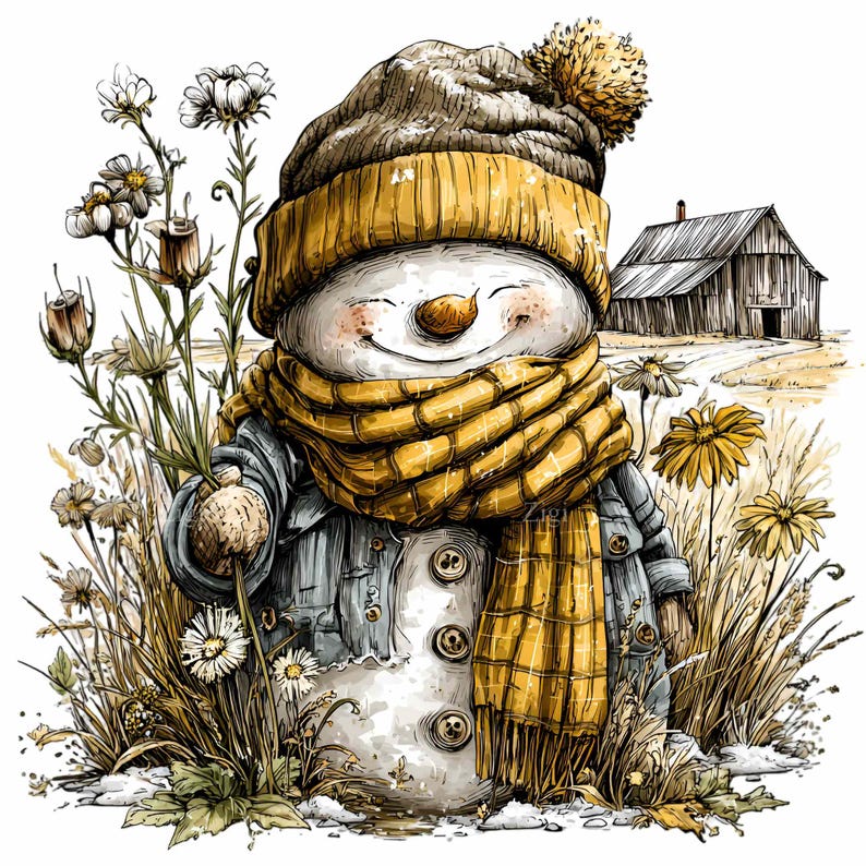 10 PNG Farm Winter Snowman – Snowman PNG Clipart – Rustic Country ...