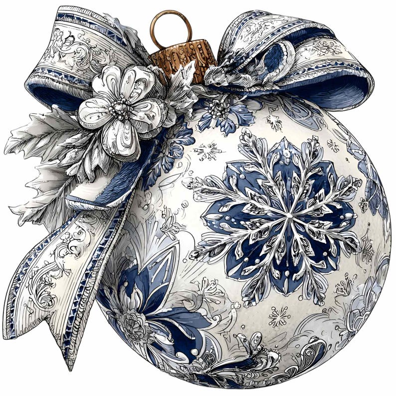 12 PNG Elegancka ozdoba świąteczna Clipart – Złota i biała bombka PNG – Luksusowa ilustracja ...