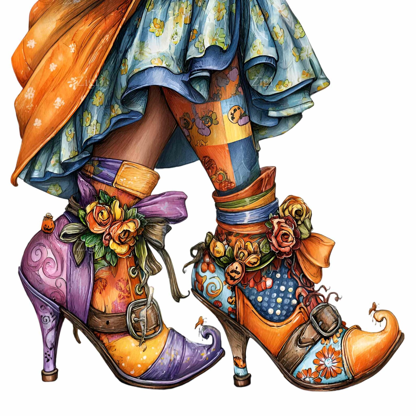 14 PNG Witch Shoes Clipart – Colorful Heels PNG – Funky Halloween ...