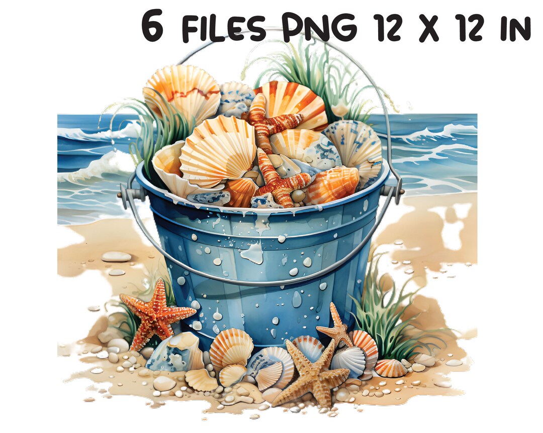 Sand Bucket Clipart PNG Bundle Watercolor Summer Ocean Travel Vacation ...