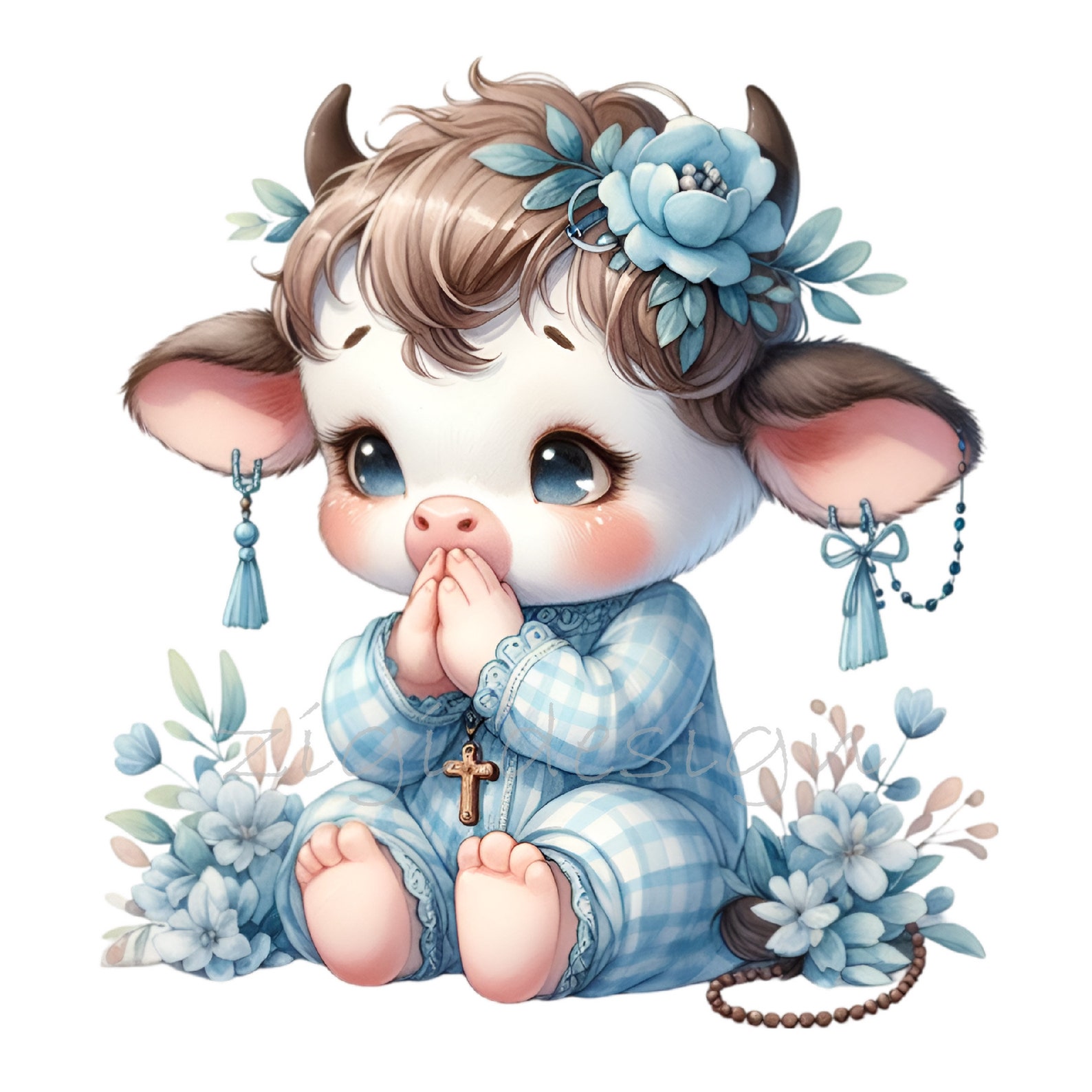 Praying Clipart, Christian Clipart, Cow Clip Art, 15 PNG Blue ...