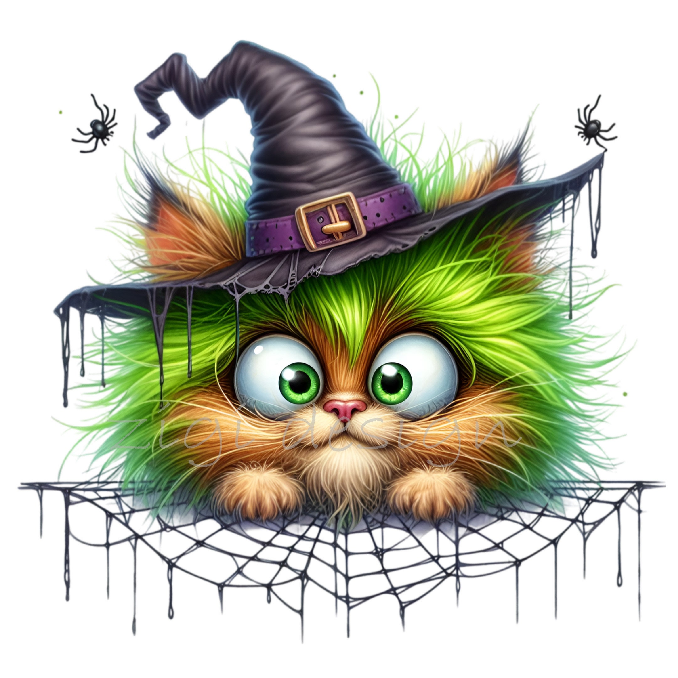 10 Halloween Cat PNG Clipart – Cute Fluffy Cat in Witch Hat With ...