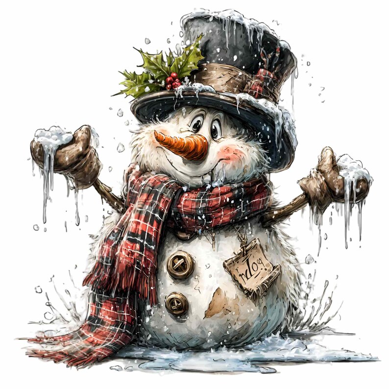 16 PNG Melting Snowman Clipart – Funny Winter PNG for Holiday Cards ...