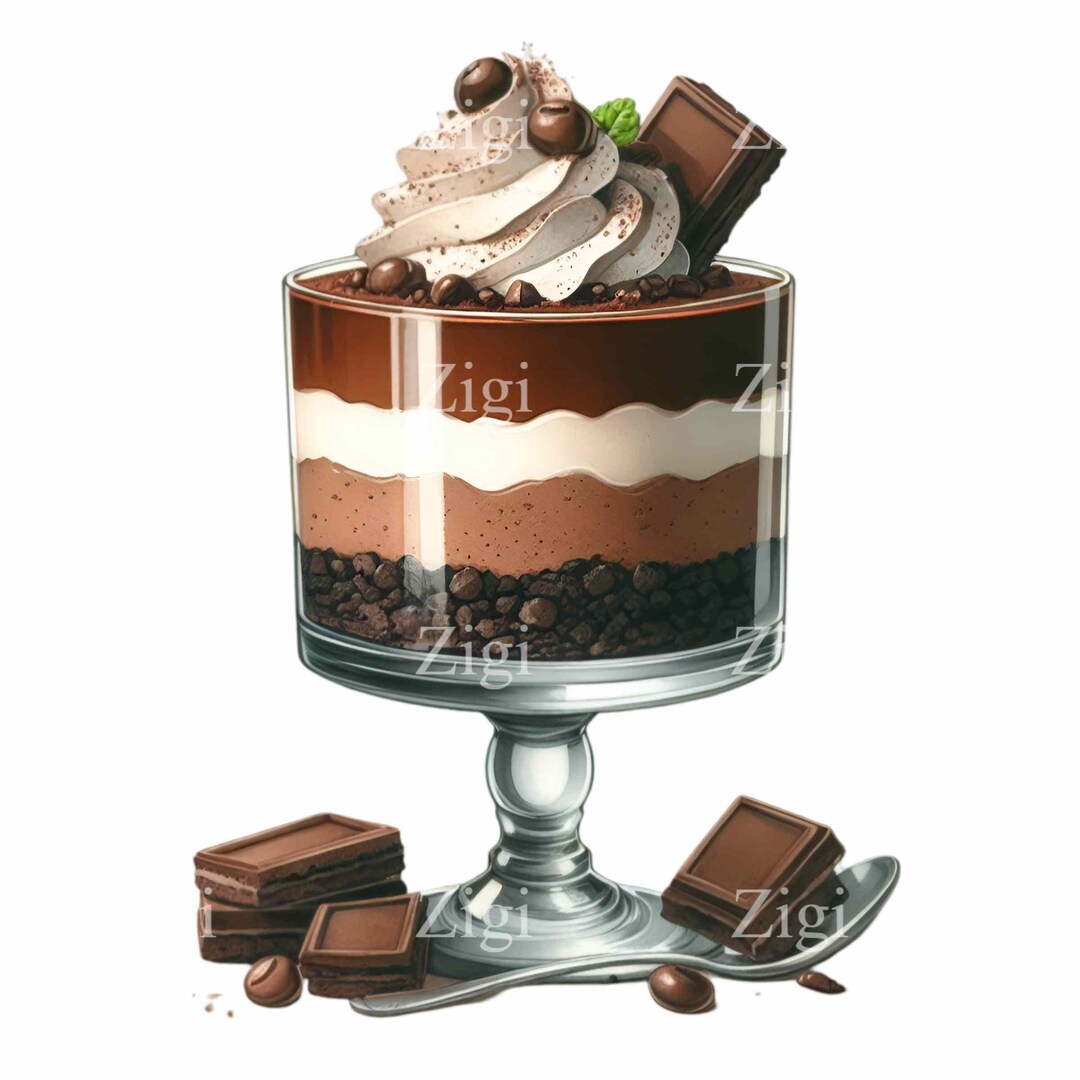 Decadent Chocolate Layered Dessert Clipart, 12 Whipped Cream and ...