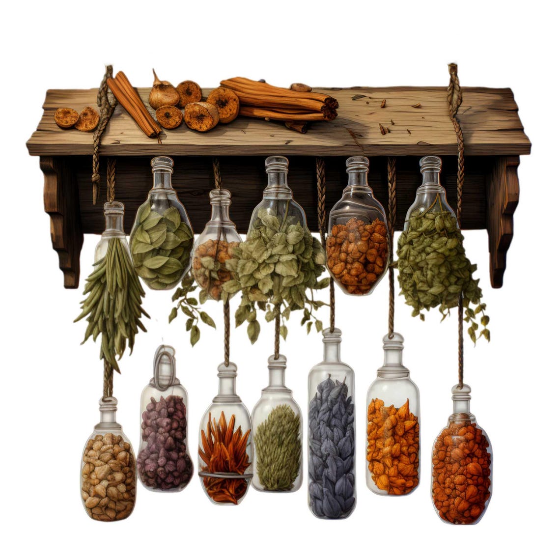 14 PNG Hanging Dried Herbs, Botanical Clipart, Rustic Kitchen Garden ...