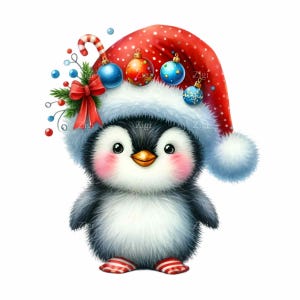 12 Christmas Penguin PNG – Cute Holiday Bird Clipart – Festive Winter ...