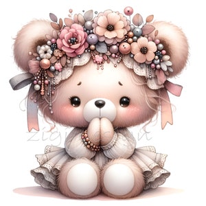 Praying Clipart, Christian Clipart, Bear Clip Art, 12 PNG Watercolor ...