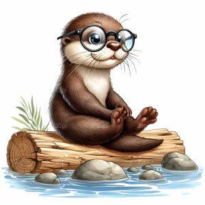 12 PNG Teacher Otter Clipart – Cute Professor Animal PNG With Books for ...