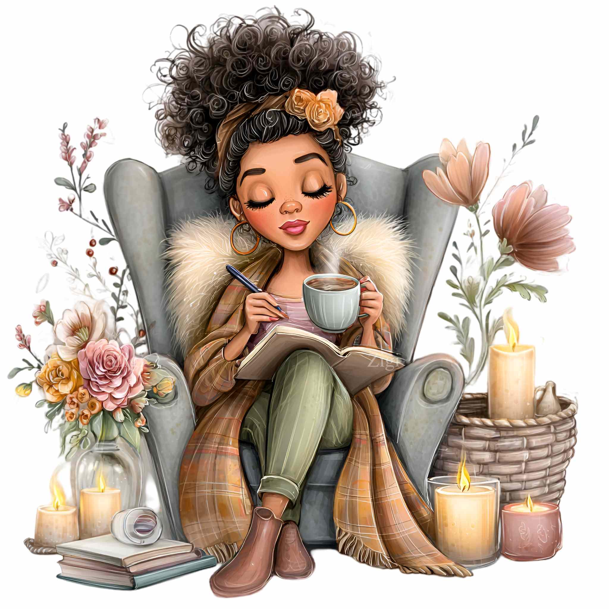 12 PNG Relaxing Girl Clipart – Woman PNG – Self Care Digital Download ...