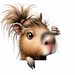 12 Capybara Peeking PNG Clipart, Whimsical Capybara With Top Knot ...