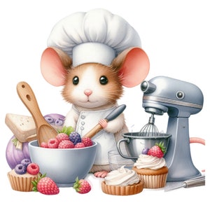 Bakery Clipart Set 20 PNG Mouse Baking Cake Digital Download for Crafts ...