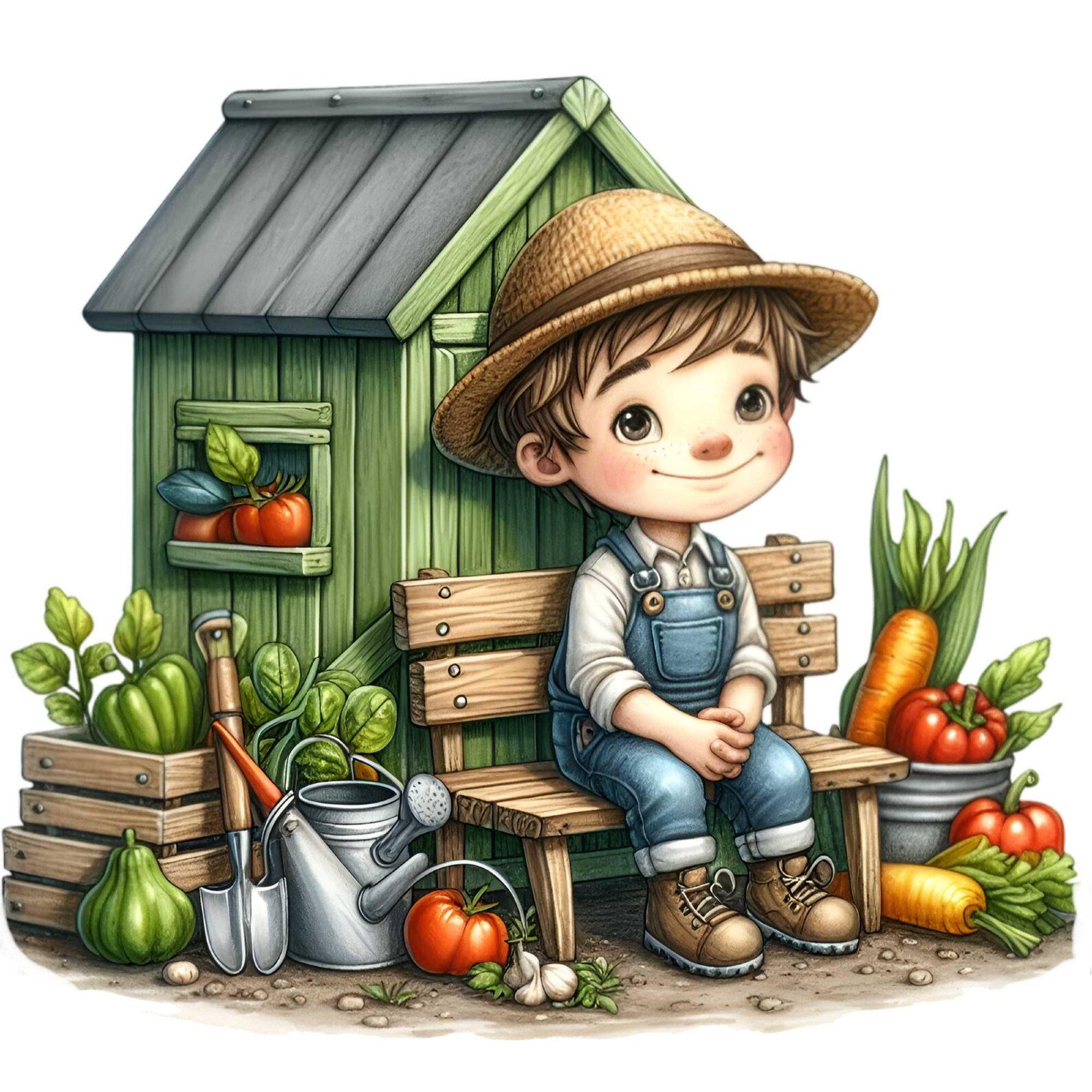 10 PNG Gardener Boy PNG – Cute Farm Digital Art – Vegetable Garden ...