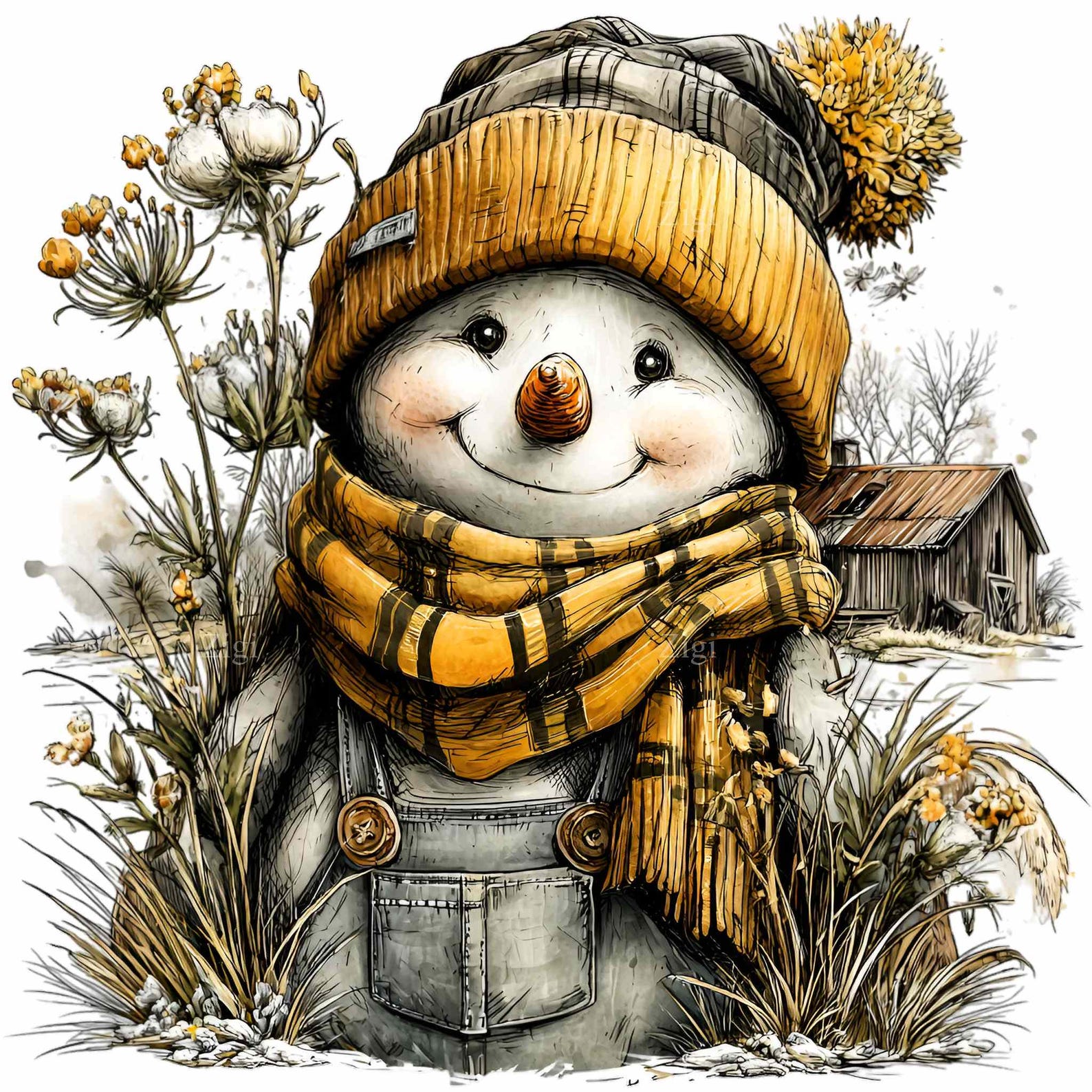 10 PNG Farm Winter Snowman – Snowman PNG Clipart – Rustic Country ...