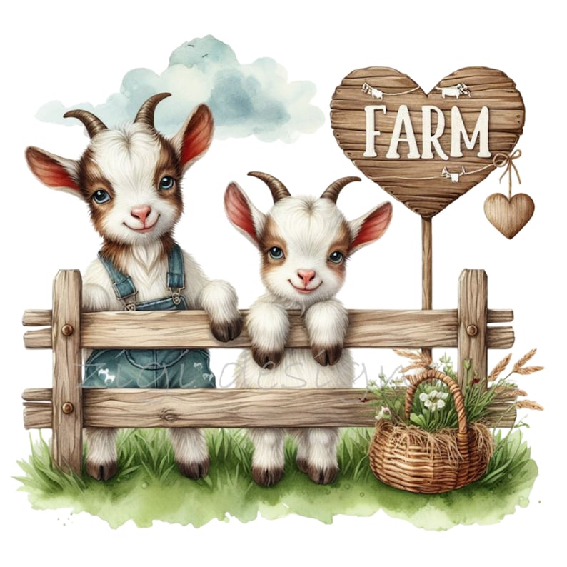 10 PNG Farm Goats Clipart, Country Animal Illustration (digital ...