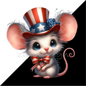 15 Patriotic Mouse PNG Clipart, Cute Mouse in Costume Holding Flag ...