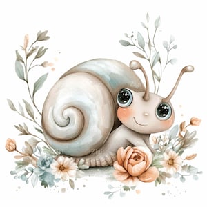 14 PNG Cute Snail PNG Clipart – Watercolor Animal – Floral Garden ...
