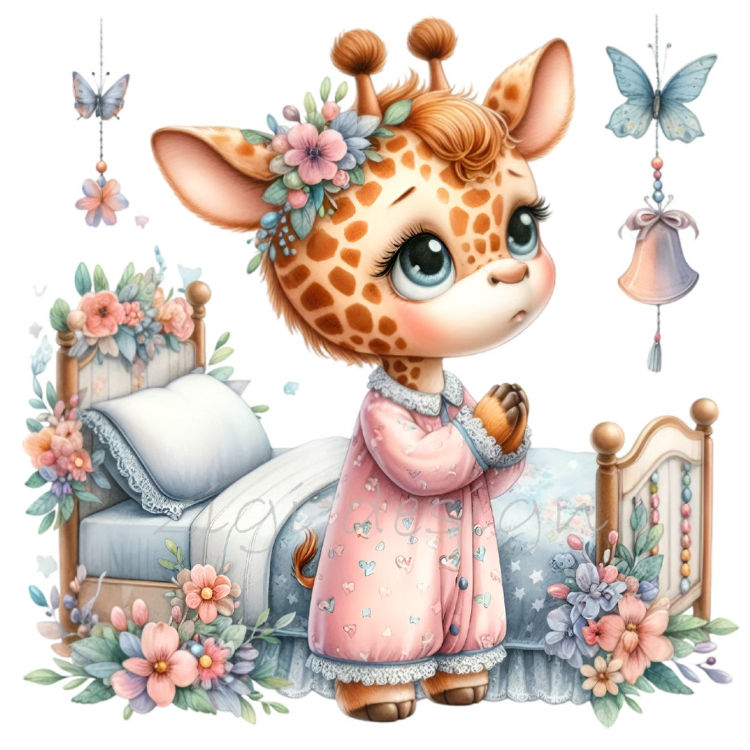 Giraffe Clip Art, 12 PNG Praying Clipart, Christian Clipart, Watercolor ...