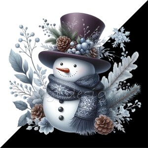 Festive Snowman Clipart PNG, 12 Winter Snowman With Top Hat and ...